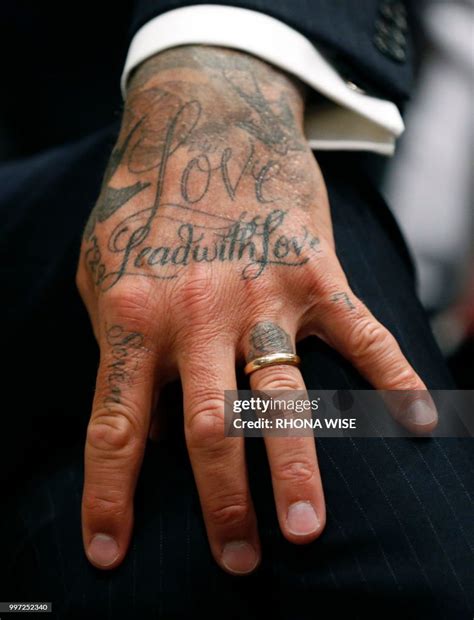 English Retired Professional Footballer David Beckhams Tattooed Hand