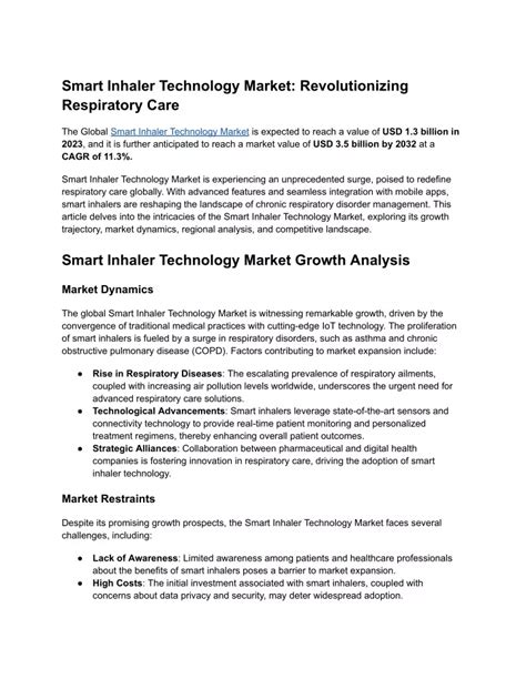 Ppt Smart Inhaler Technology Market Revolutionizing Respiratory Care Powerpoint Presentation