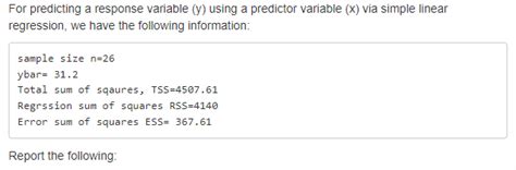 Solved For Predicting A Response Variable Y Using A
