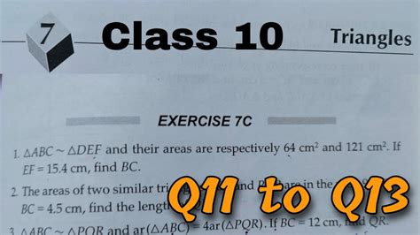 Class 10 Ex 7c Triangles Q11 To Q13 Chapter 7 Cbse Rs Aggarwal