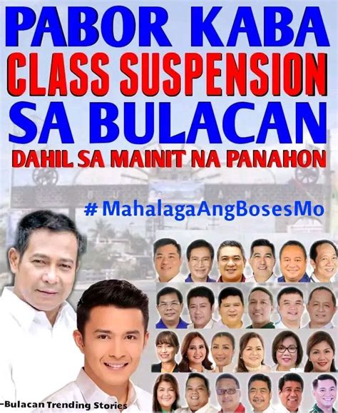 Parehas Pabor Kaba Sa Class Suspension Sa Bulacan Tulad Ng Ginawa Sa