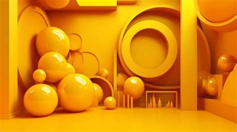 구체가 많은 노란색 방 3d 배경 추상 구성 제품 디스플레이 판매 노란색 고화질 사진 사진 배경 일러스트 및 사진 무료