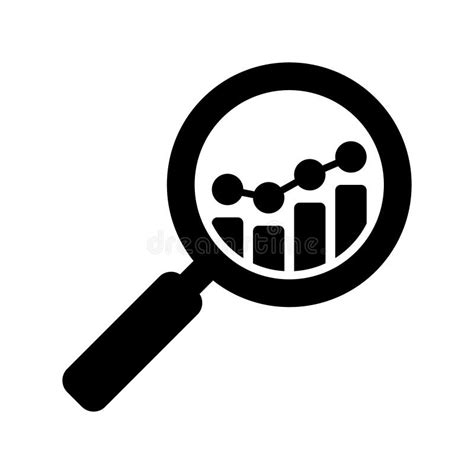 Analytic Icons Magnifying Glasses With Bar Chart Icons Analysis Icon