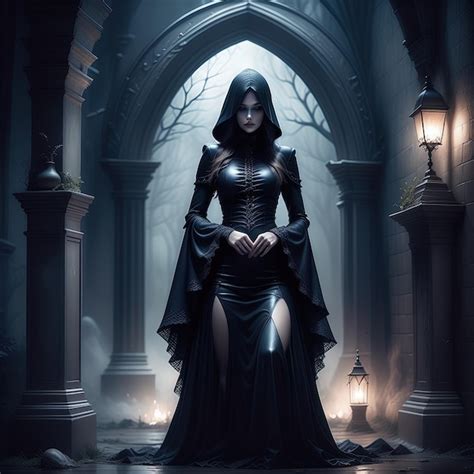 Premium Ai Image Gothic Female Gothic Witch In Dark Cloak With
