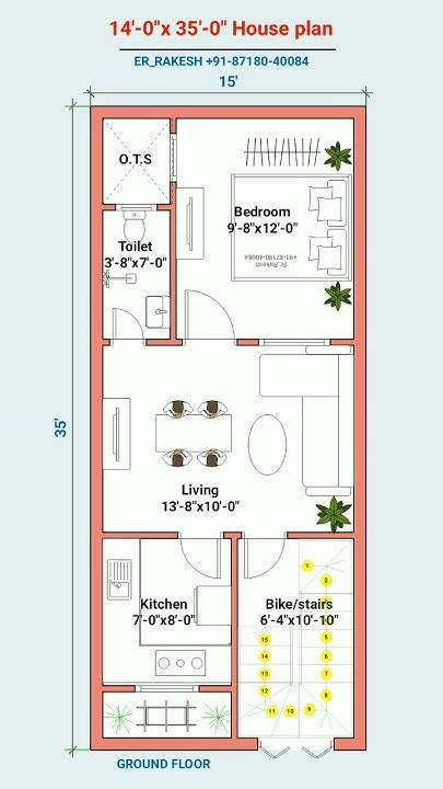 14x35 Small Village House Plan For Pm Awash Yojana Shorts Houseplan