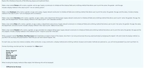 Solved Explore The Inheritance Hierarchy Of The Following Chegg
