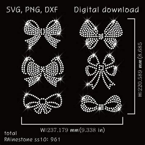 Small Bows Ribbon Download Ss10 Rhinestone Templates Svg Png Dxf