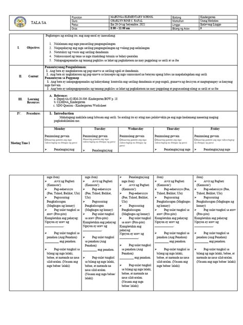 Lesson Exemplar Kg Week 2 Pdf