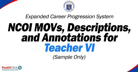 Teacher Vi Sample Ncoi Movs Descriptions And Annotations Deped Click