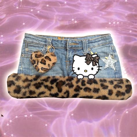 Gyaru Hello Kitty Scene Girly Mcbling Leopard Fur Trim Skirt Etsy