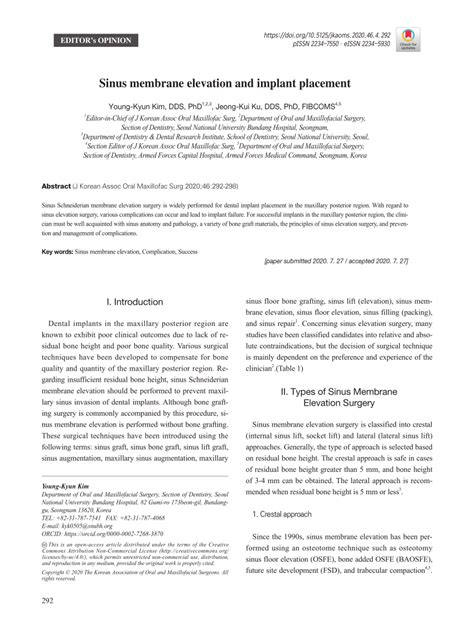 Pdf Sinus Membrane Elevation And Implant Placement