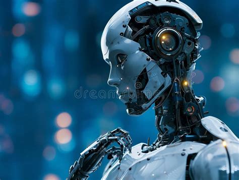 Android Artificial Intelligence Robot In Big Data Facility Services Operations In A Big Server