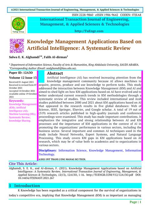 Pdf Knowledge Management Applications Based On Artificial