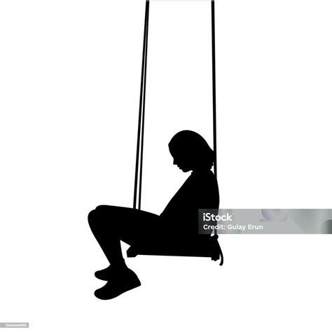 A Girl On Swing Silhouette Vector Stock Illustration Download Image