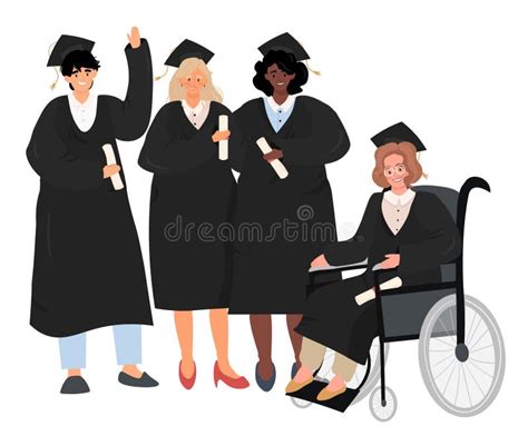 Graduates Of Different Sex And Nationality Stock Vector Illustration Of Ceremony