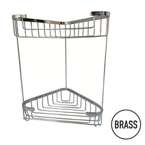 סבוניית רשת פינתית משולשת 2 קומות וקולבים ניקל מבריק שוהם קרמיקה