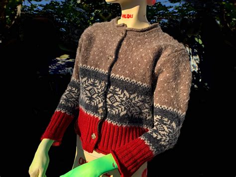 Vintage 1990s Eddie Bauer Winter Wool Blend Knit Button Up Fitted