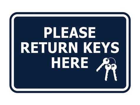 Signs Bylita Classic Framed Please Return Keys Here Sign Navy Blue White Large