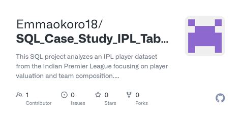 Github Emmaokoro18sqlcasestudyipltableanalysis This Sql