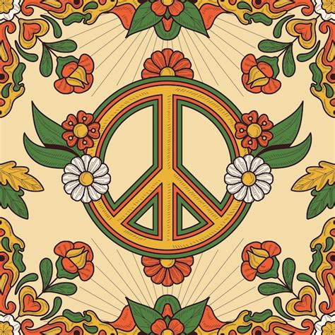Free Vector Hand Drawn Retro Peace Symbol Illustration