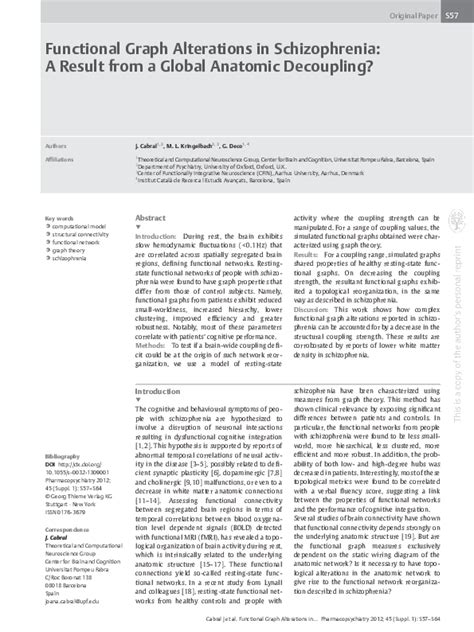 Pdf Graph Theory Insights Into Schizophrenia