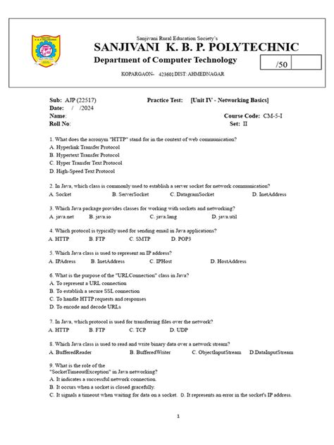 ajp networking basics questions set2 pdf network socket internet