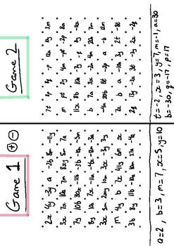 Substituting Algebraic Expressions Activity TPT Worksheets Library