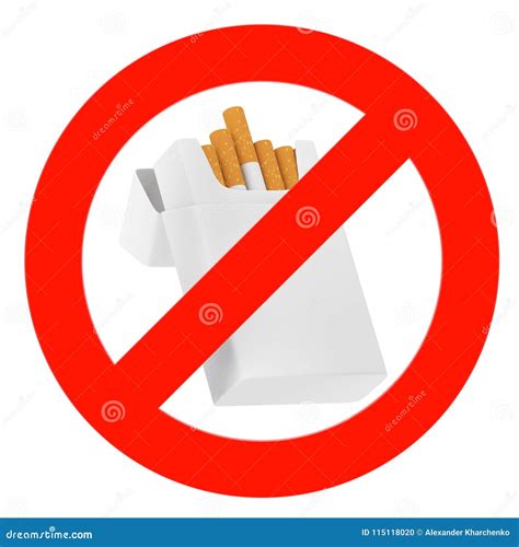 Modell Leerer Zigaretten Satz Mit Verbotszeichen Wiedergabe 3d Stock