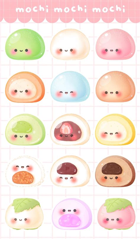 Sticker Cute Cartoon Mochi Mochi Sticker Sheet Kiss Cut Etsy