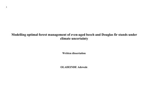 Pdf Modelling Optimal Forest Management Of Even Aged Beech And Douglas Fir Stands Under