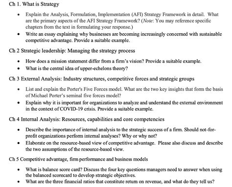 Solved Ch 1 What Is Strategy Explain The Analysis