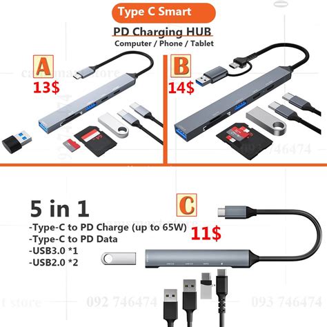 USB C USB Splitter Adapter HUB Port Hub In Type C Docking Station PD Fast Charge Price