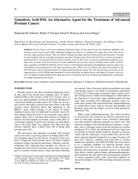 Pdf Ganoderic Acid Dm An Alternative Agent For The Treatment Of