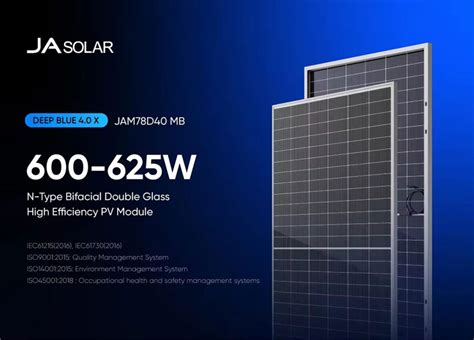 Ja 600watt 610watt 625 Watt Bifacial Mono Solar Panel Jmhpower