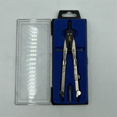 Helix Compass Drafting Drawing Precision Tool Pencil Plastic Case Silver Black 4592659685