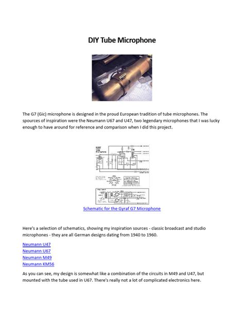 Diy Tube Microphone Pdf Microphone Computer Engineering