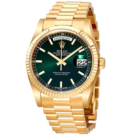 Welcome To Yellow Gold Rolex Day Date Hunter Green