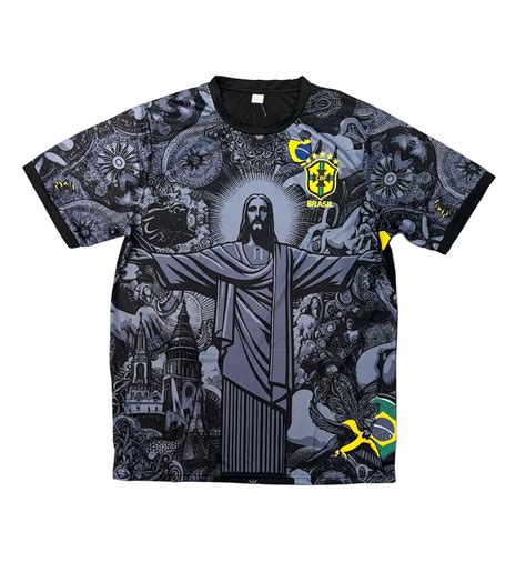 Vini Jr Brazil Black Cristo Adult Jersey Delion Designs