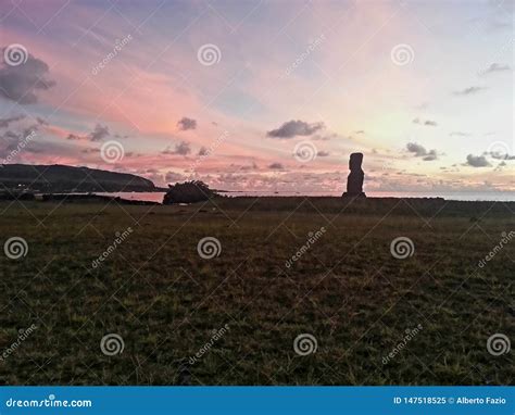 Sunset Moai Stock Image Image Of Crater Contest View 147518525