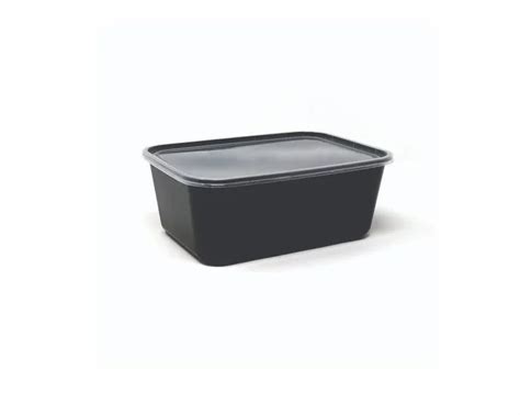 Pp Black 1500 Ml Rectangular Plastic Food Container With Lid Size Dimension 204mm X 174mm X