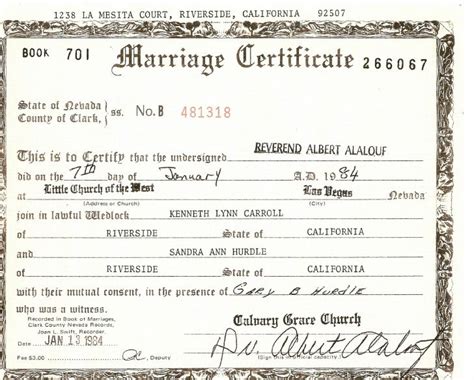 Nevada County Marriage Certificate