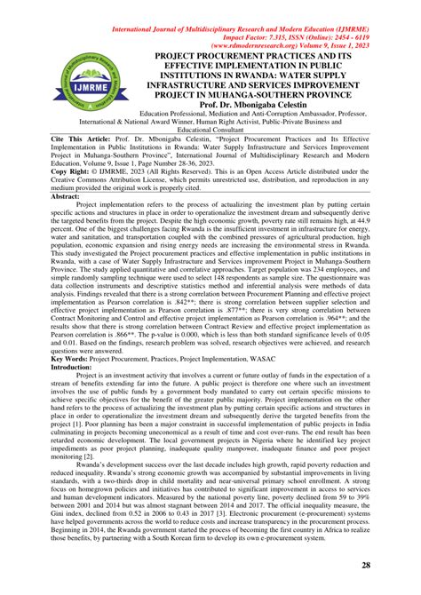 Pdf Project Procurement Practices And Its Effective Implementation In Public Institutions In