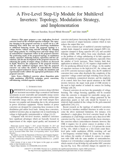 A Five Level Step Up Module For Multilevel Inverters Topology Modulation Strategy And