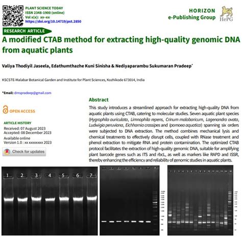 Plant Science Today Pst On Linkedin A Modified Ctab Method For