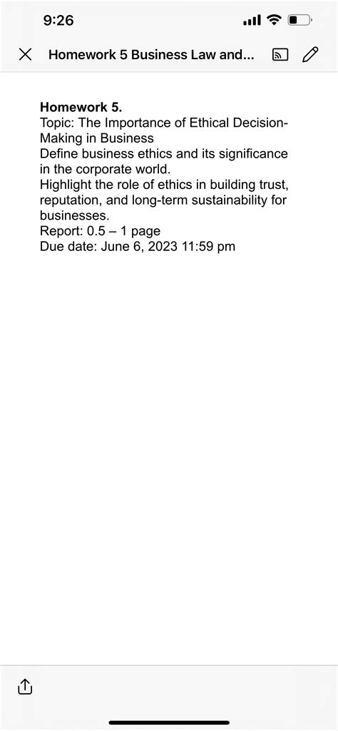 Solved Homework 5 Topic The Importance Of Ethical