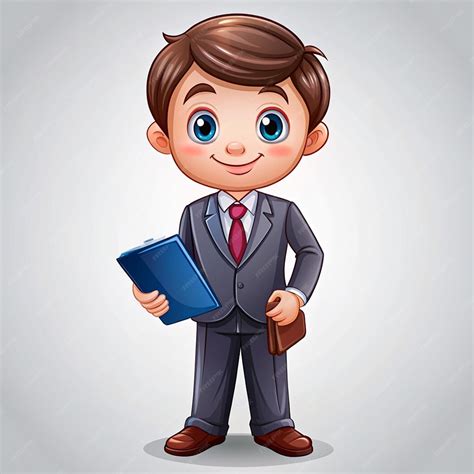 Cute Business People Character Holding Document Folder Cartoon Art Illustration Premium Ai