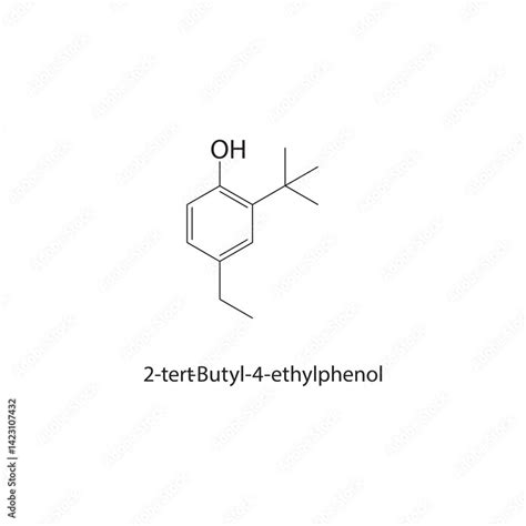 2 Tert Butyl 4 Ethylphenol Skeletal Structure Phenol Compound Schematic Illustration Simple