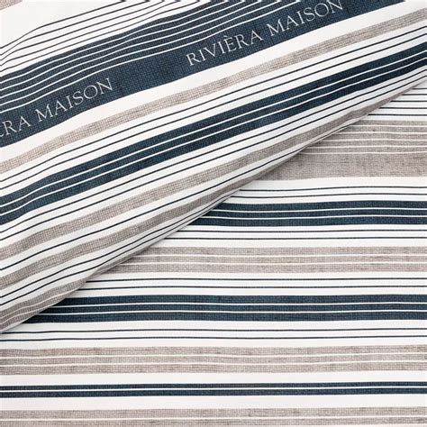 Rivièra Maison Sturdy Stripe Dekbedovertrek Marineblauw