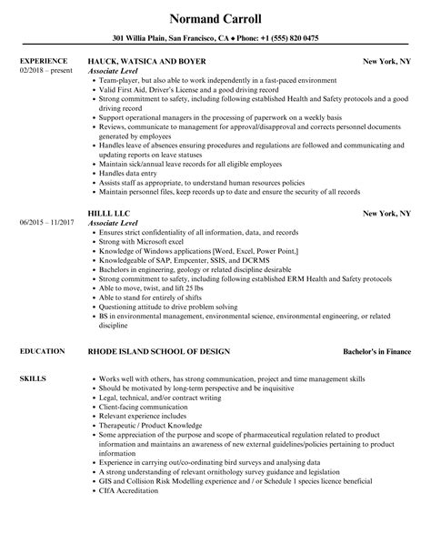 Associate Level Resume Samples Velvet Jobs