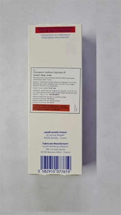 Clexane 40 Mg Injection At ₹ 300vial Allopathic Injection In